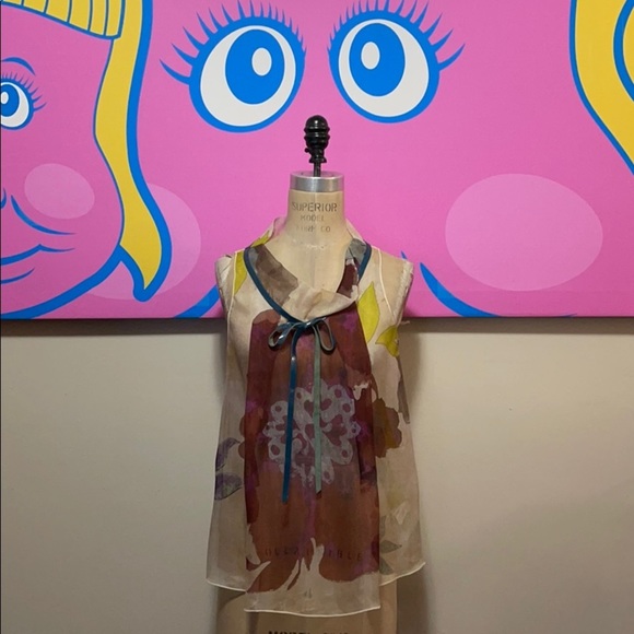 Rozae Nichols | Tops | Rozae Nichols Silk Chiffon Floral Top | Poshmark